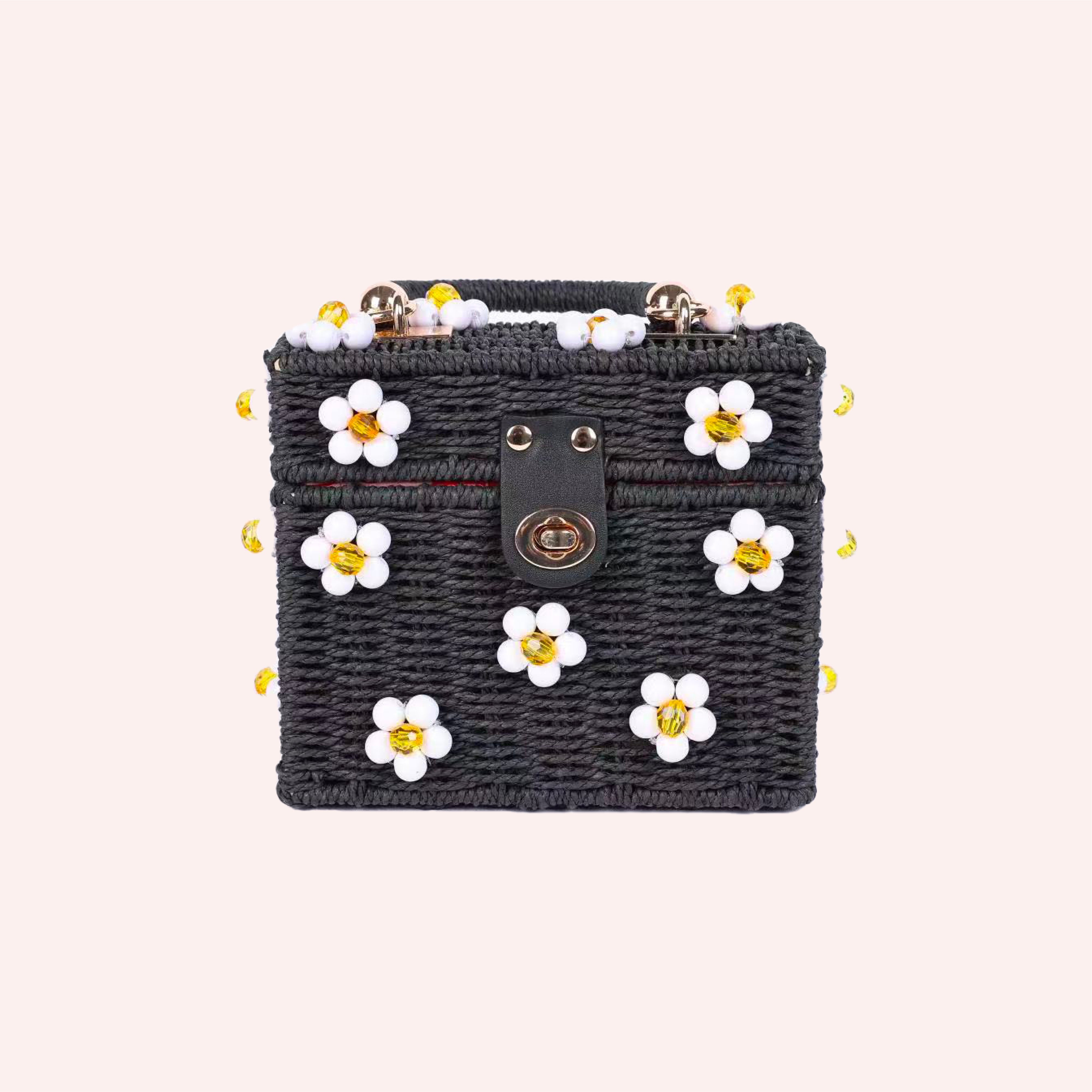 Beaded Woven Rattan Daisy Purse – By Jenna Lee